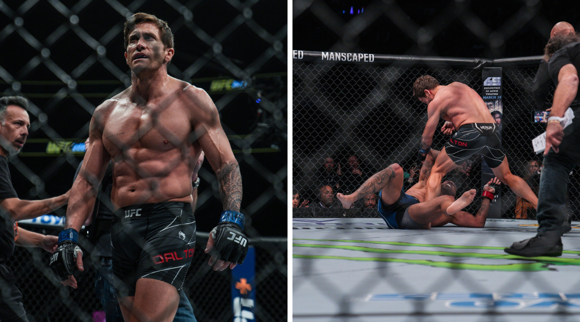 Jake Gyllenhaal wins by flying knee at UFC 285 in ‘Road House’ filming